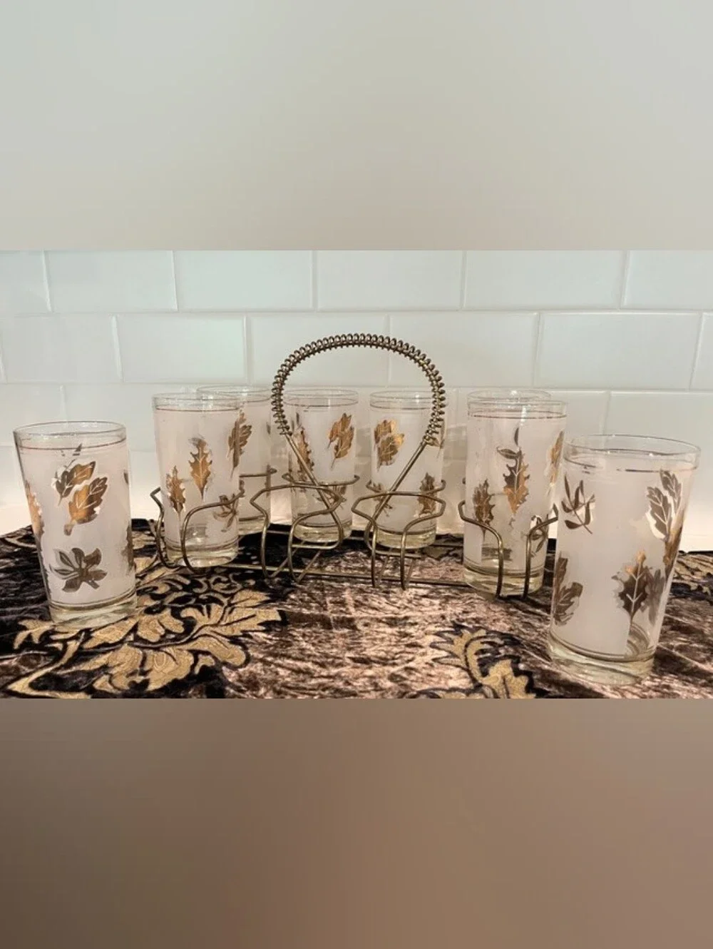 Libbey | Dining | Vintage Libbey Golden Foliage Glasses Set Of 8 With ...
